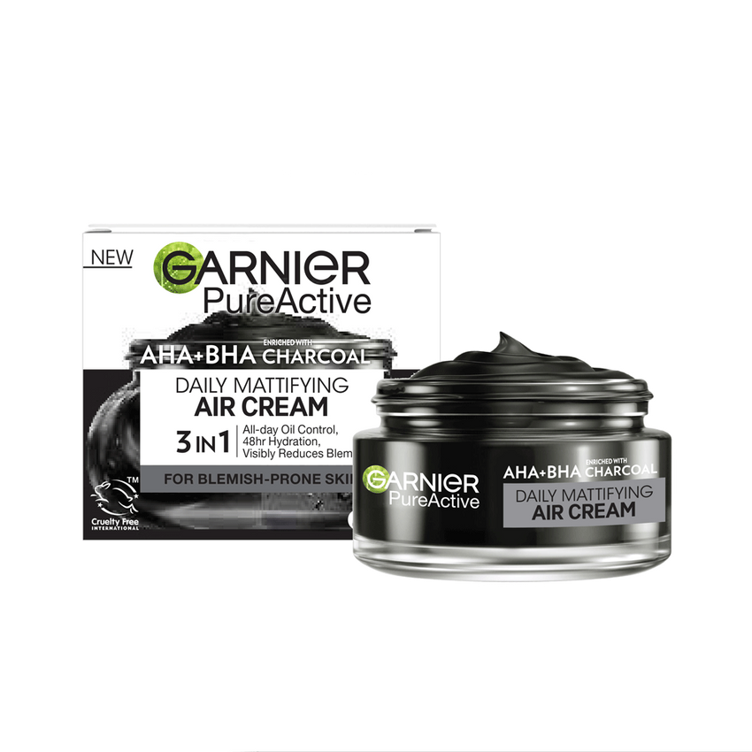 AHA+BHA Charcoal Daily Mattifying Air Cream | Garnier UK