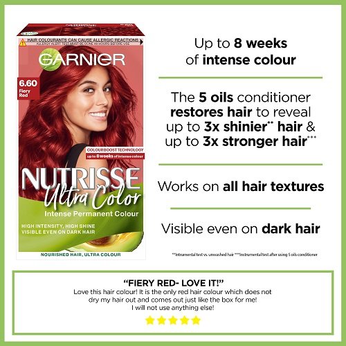 Ultra Fiery Red Hair Dye 6.60 | Nutrisse Creme | Garnier UK