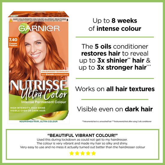 Garnier Nutrisse Ultra Color 7.40 Copper Passion | Hair Colour | Garnier