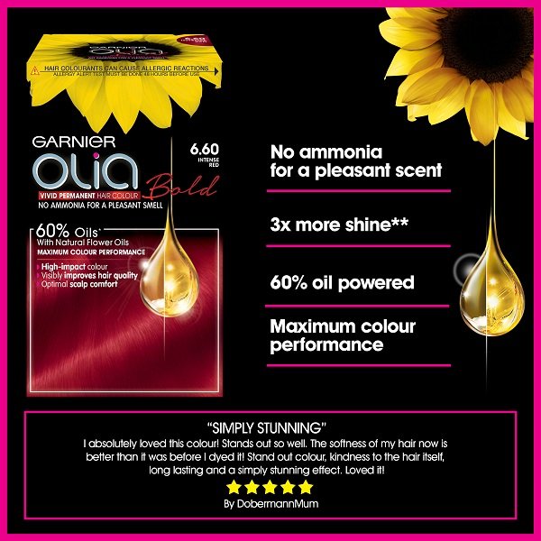 Olia 6.60 Intense Red Permanent Hair Colour | Garnier UK