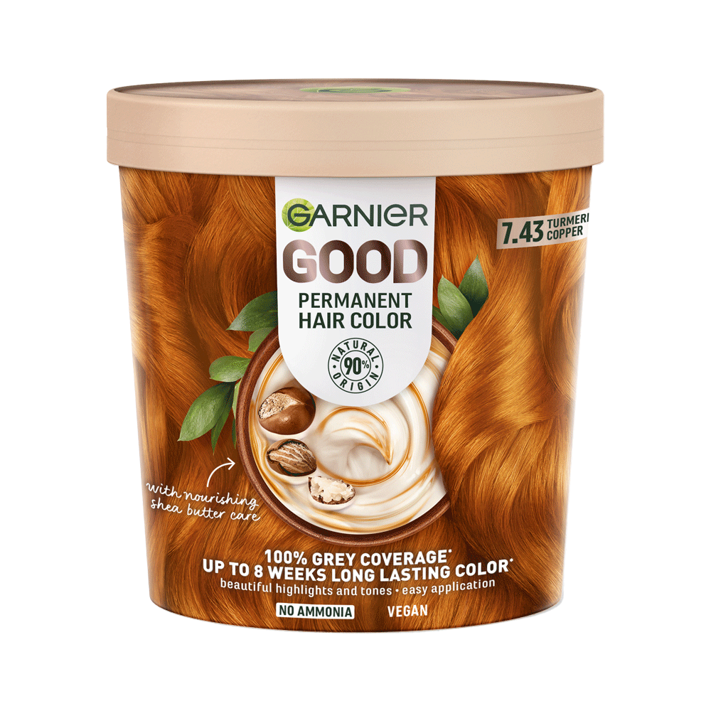 Good Permanent Hair Colour Mask | 7.43 Turmeric Copper | Garnier UK